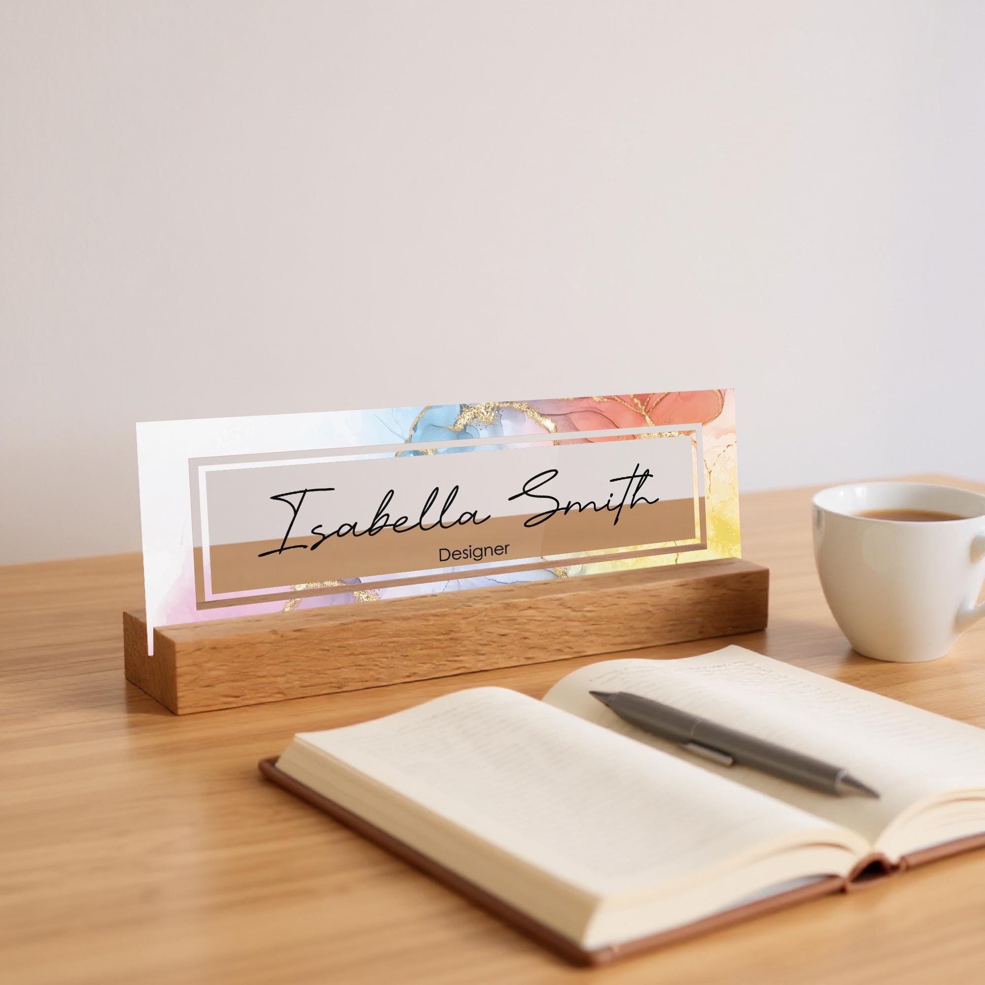 Custom Desk Name Plate, Personalized Office Sign With Name & Title ...