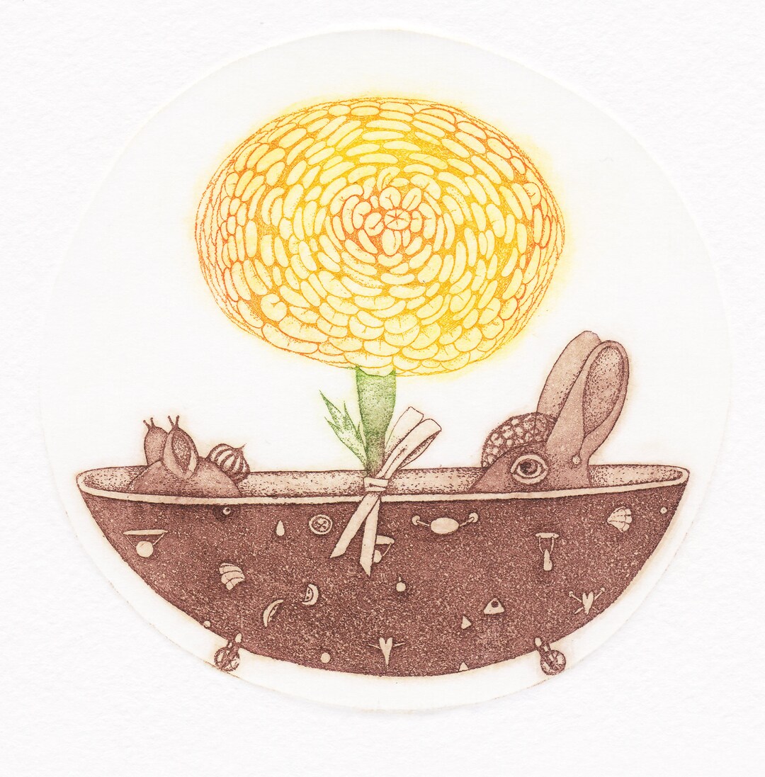 Etching - Love Etching - Rabbit Etching - Rabbit Art - Printmaking ...