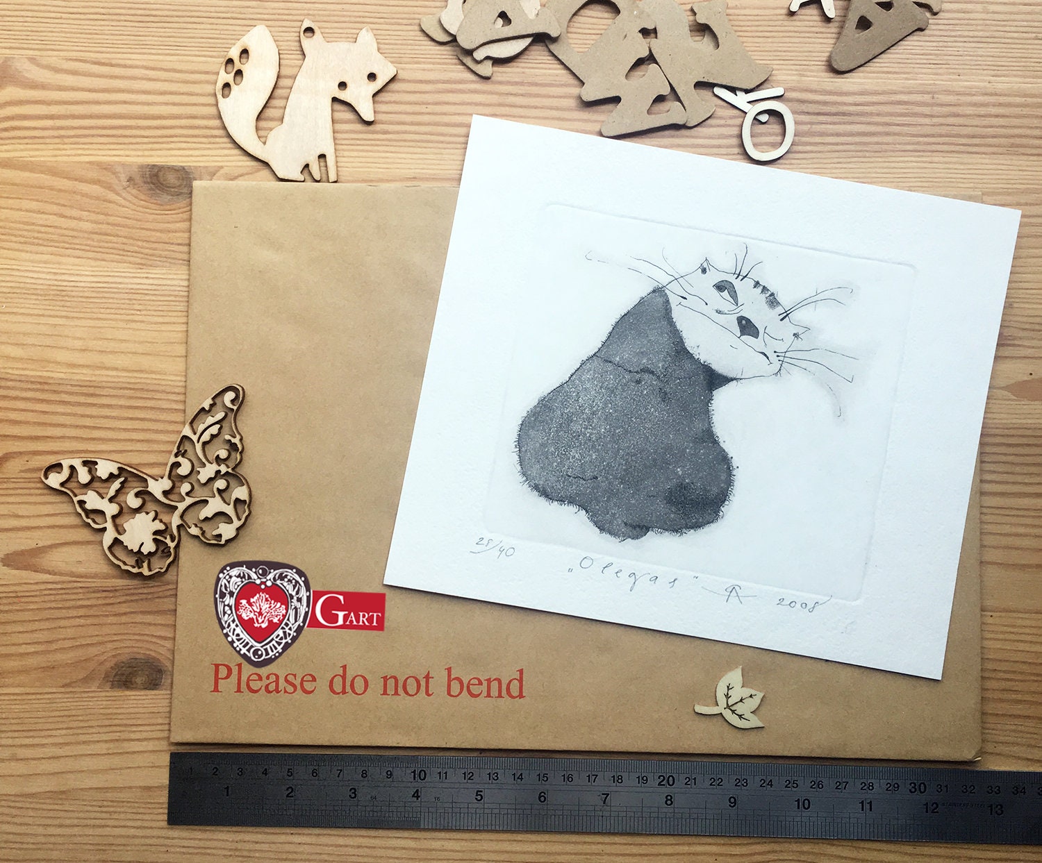 Etching Cat Etching Cat Art Printmaking Fine Art | Etsy