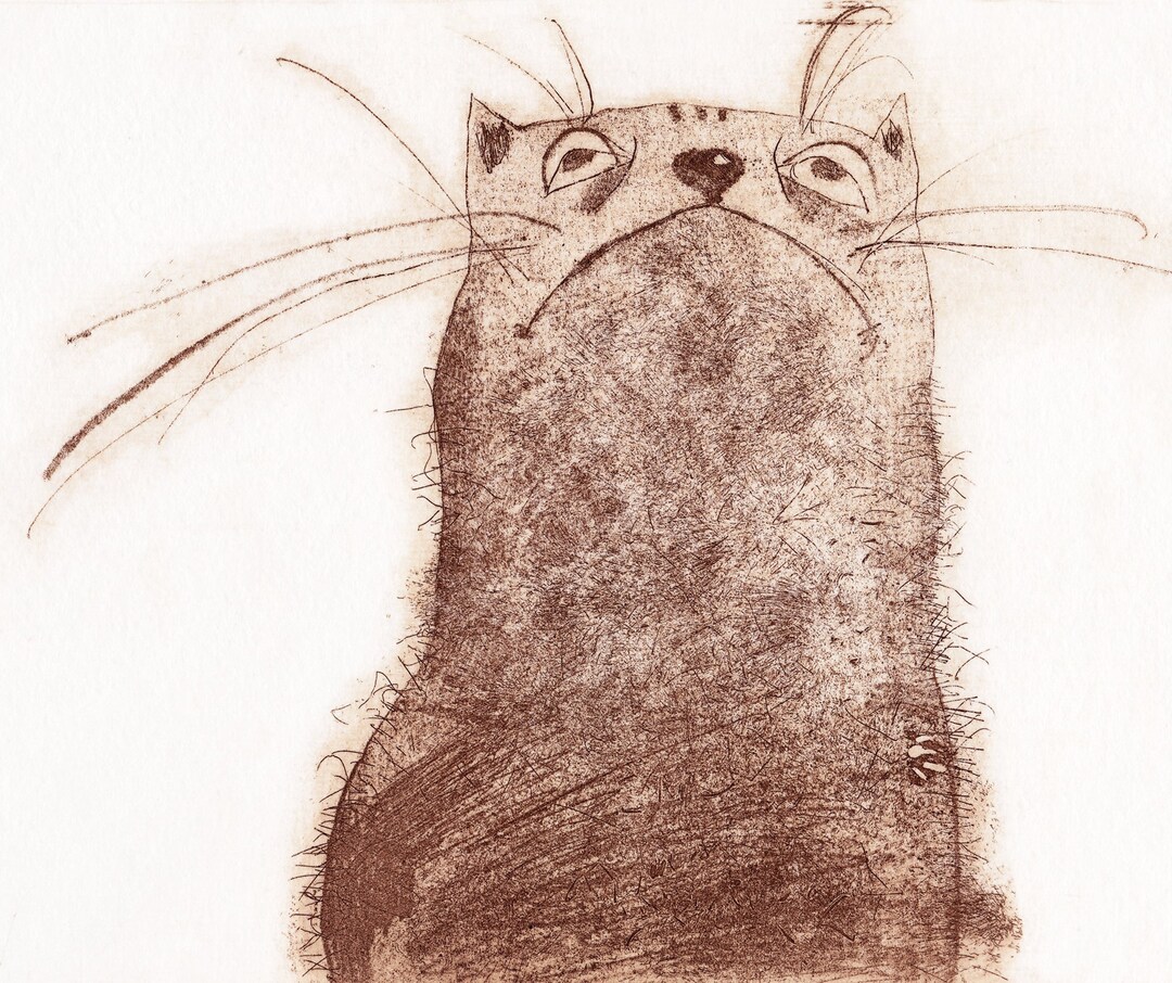 Etching - Cat Etching - Cat Art - Printmaking - Fine Art Etching ...