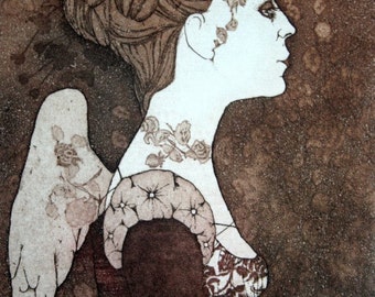 Etching - Angel Etching - Angel Art - Printmaking - Fine Art Etching ...