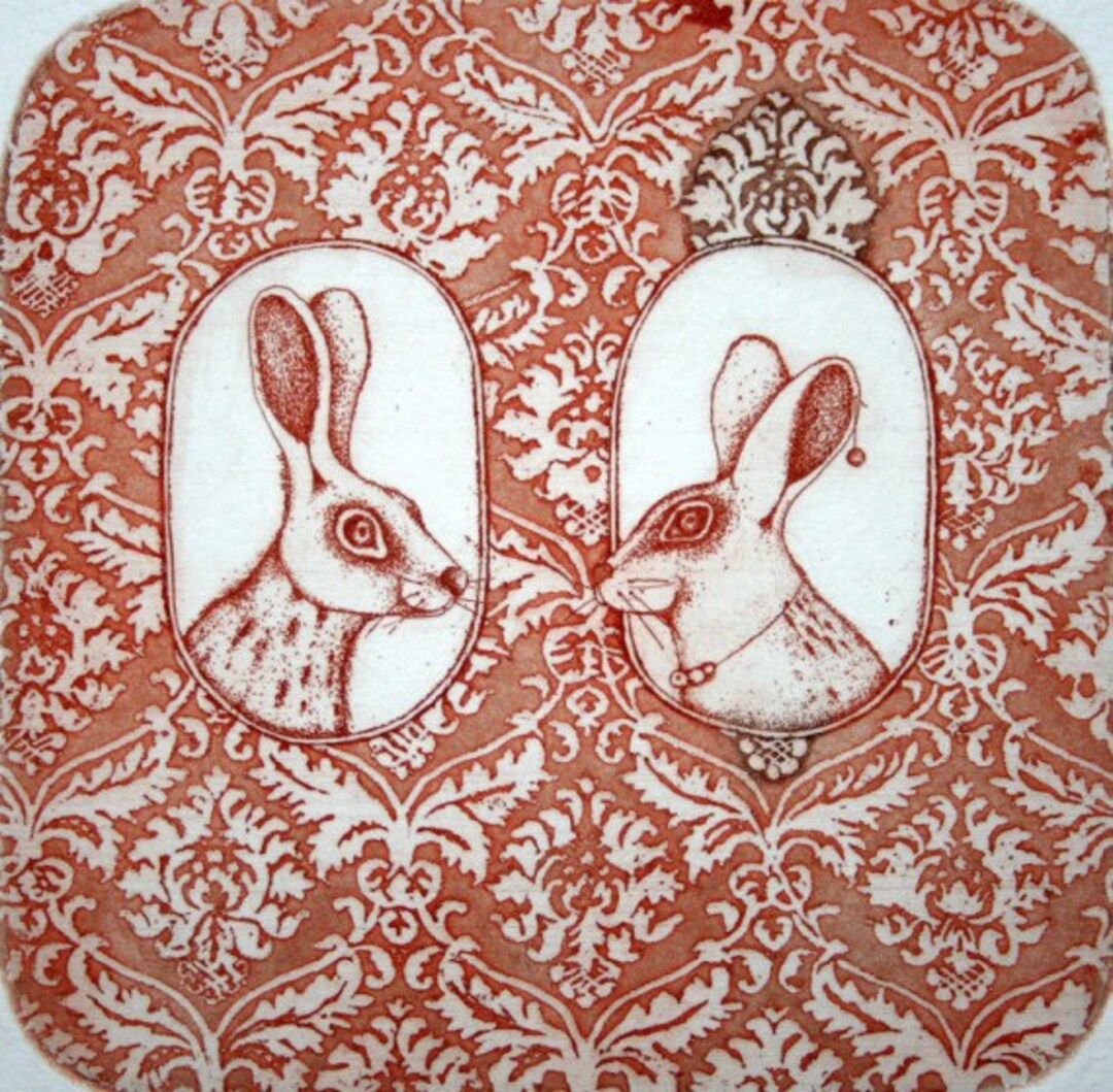 Etching - Love Etching - Rabbit Etching - Rabbit Art - Printmaking ...