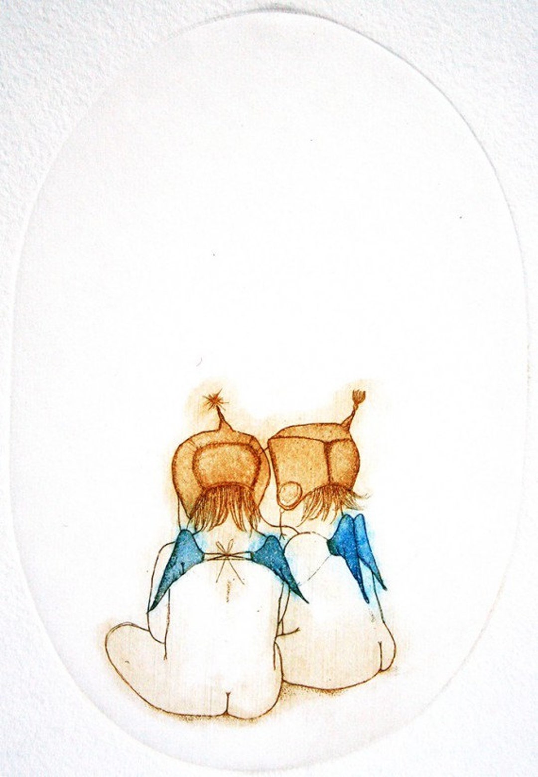 Etching - Love Etching - Angel Etching - Angel Art - Printmaking - Fine ...