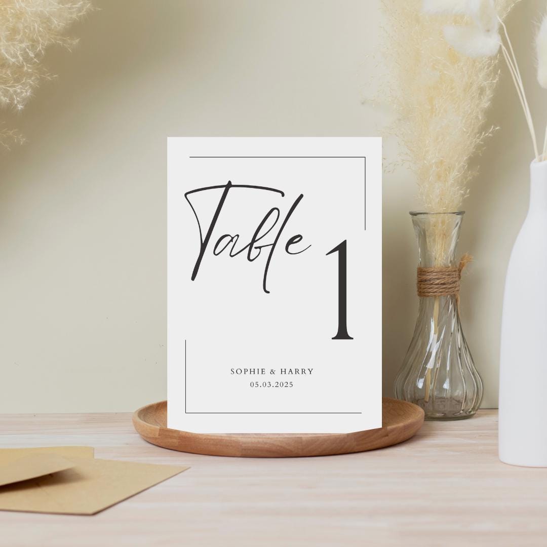 Wedding Table Numbers Template Printable Table Numbers Minimal Wedding ...
