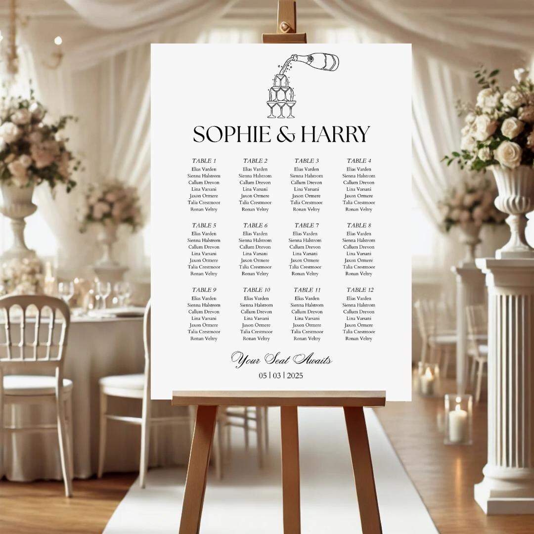 Wedding Seating Chart Template Elegant Wedding Plan Modern Wedding ...