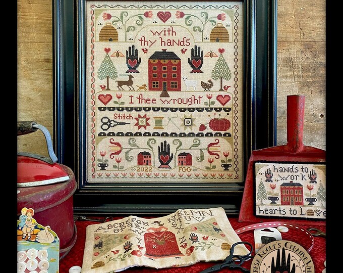 Counted Cross Stitch Pattern, With Thy Hands, Bee Skeps, Saltbox House, Sampler, Tulips, Teresa ...