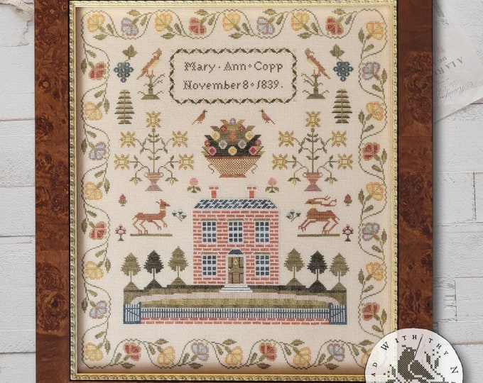 Counted Cross Stitch Pattern, Mary Ann Copp 1839, Antique Reproduction ...