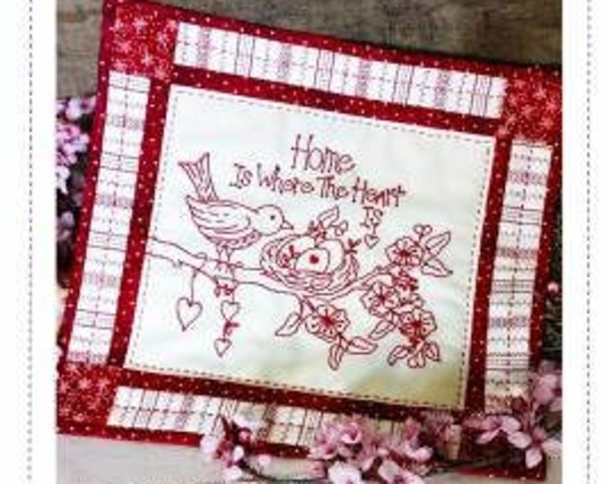 Redwork Embroidery Pattern, Home is Where the Heart Is, Monochromatic ...