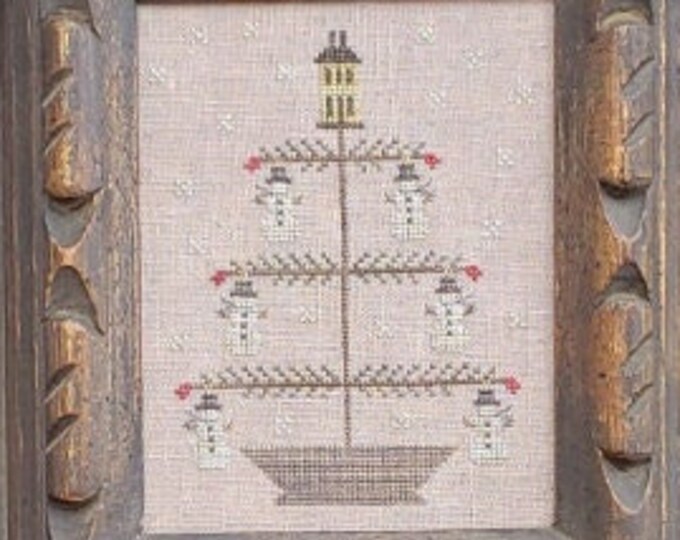 Counted Cross Stitch Pattern, Snowman Feather Tree, Birdhouse, Winter ...