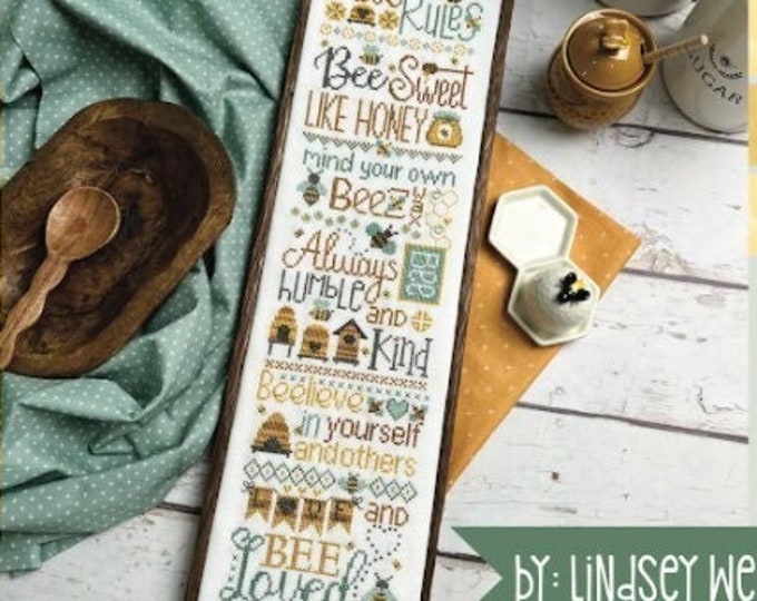 Counted Cross Stitch Pattern, Hive Rules, Beehive, Garden Decor, Bees, Honeycomb, Primrose ...