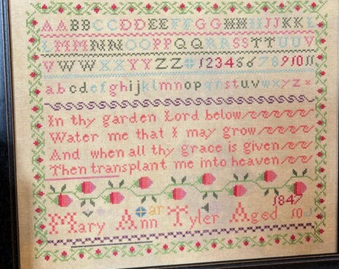 Counted Cross Stitch Pattern, Mary Ann Tyler 1847, Reproduction Sampler ...