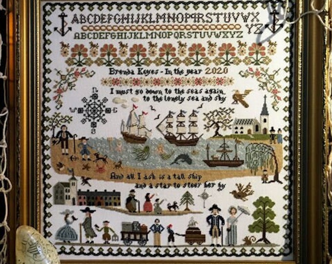 Counted Cross Stitch Pattern, Tall Ships Sampler, Historical Sampler ...