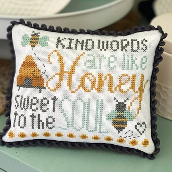 Cross Stitch With Beehive - Etsy