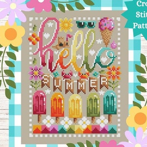 Counted Cross Stitch, Hello Summer 2, Beach Motifs, Ice Cream Cone ...