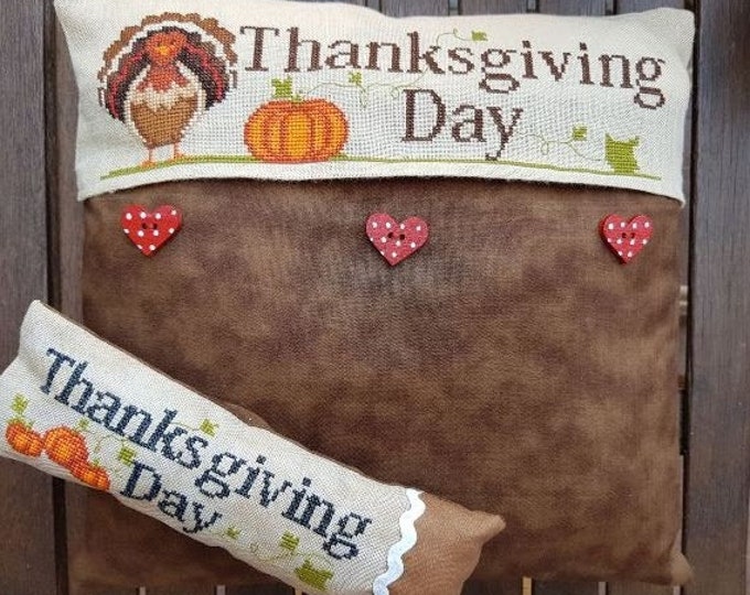 Counted Cross Stitch Pattern, Thanksgiving Day, Turkey, Pumpkins, Vine ...