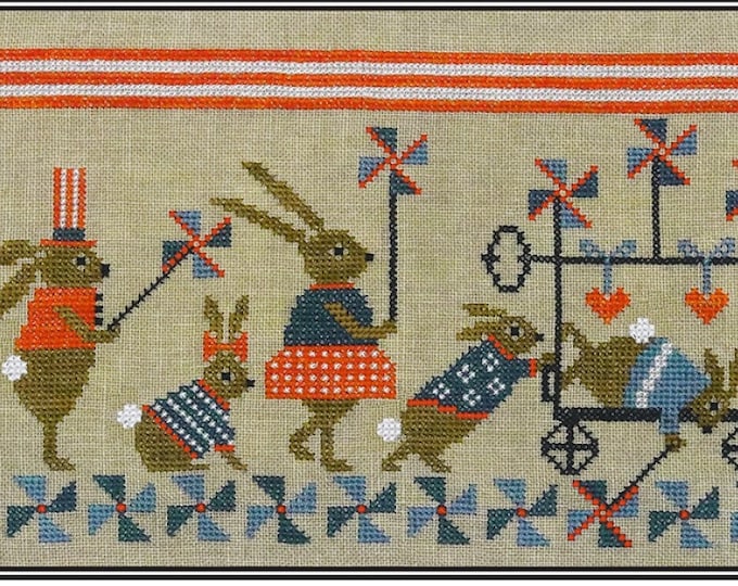 Counted Cross Stitch Pattern, Patriotic Pinwheel Parade, Americana ...