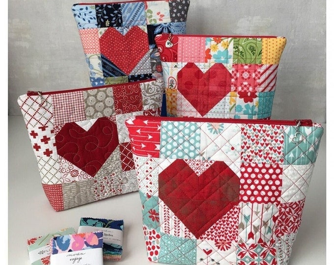 Sewing Pattern, Be Mine, Heart Zippered Pouch, Compact Storage ...