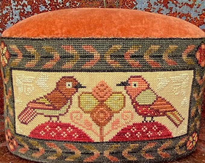 Counted Cross Stitch Pattern, Prim Birds, Pin Drum, Bird Motifs, Flower ...