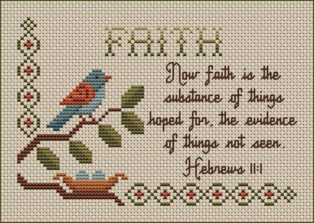 Counted Cross Stitch Pattern, Faith, Hebrews 11:1, Pillow Ornament ...