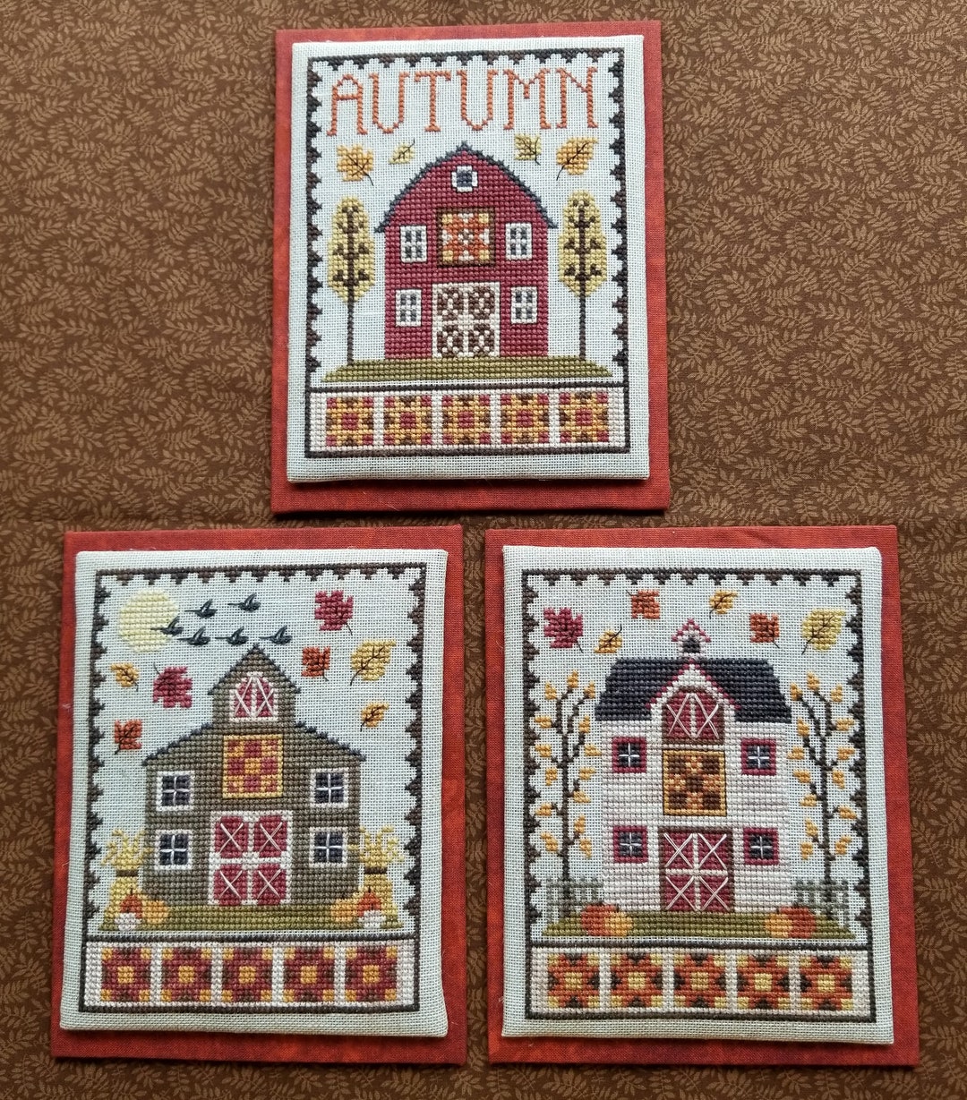 Counted Cross Stitch Pattern, Autumn Barn Trio, Autumn Decor, Pillow ...