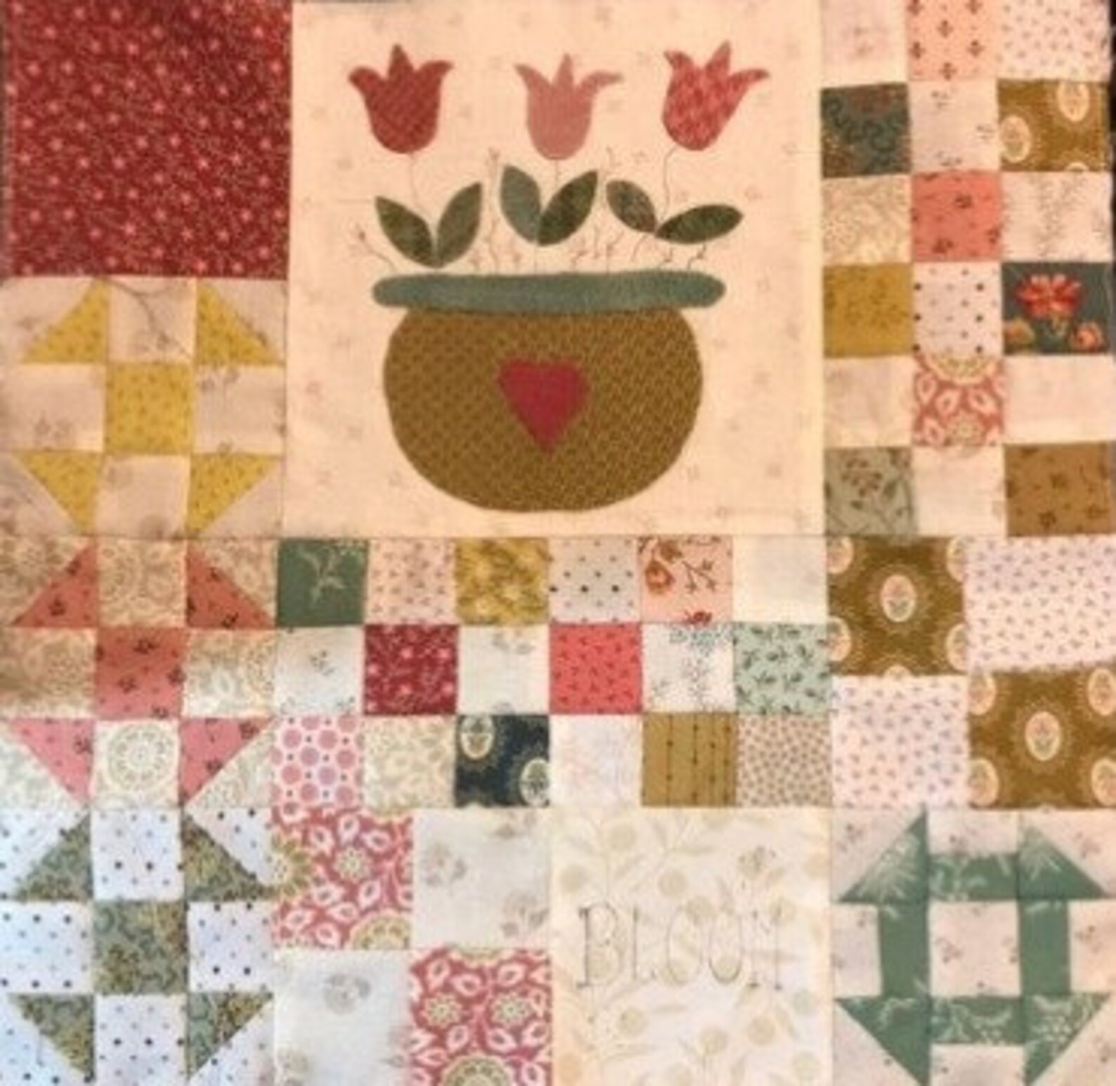 Quilt Pattern, Flowerpots and Forget-me-nots BOM, Embroidery, Wool ...