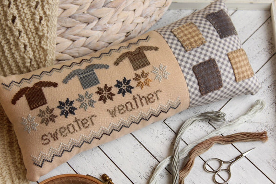 Counted Cross Stitch Pattern, Sweater Weather, Pillow Ornament, Bowl ...