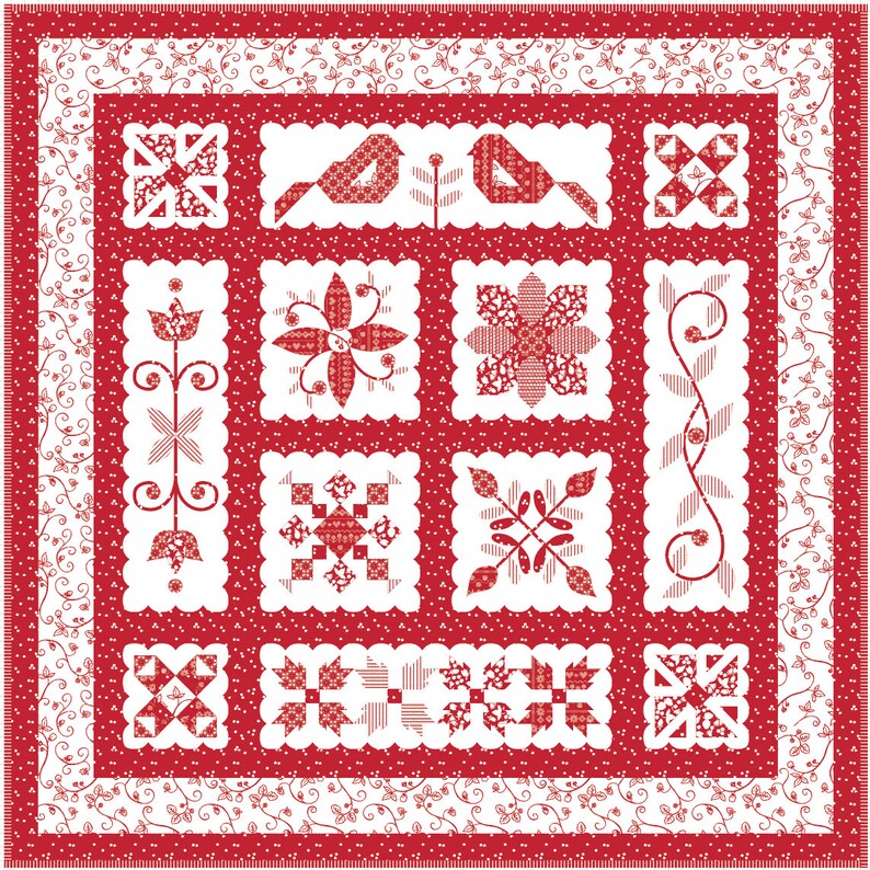 Quilt Pattern Swiss Miss Pieced Quilt Appliqued Quilt Wall - Etsy