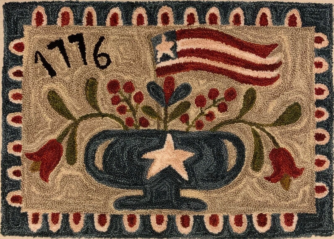 Punch Needle Pattern, Patriotic Floral, Americana, 1776, Star, American ...