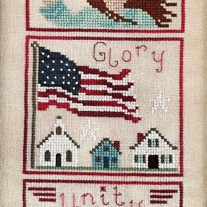 Counted Cross Stitch Pattern, Liberty Glory Unity, Patriotic Decor, Pillow Ornaments, Eagle ...