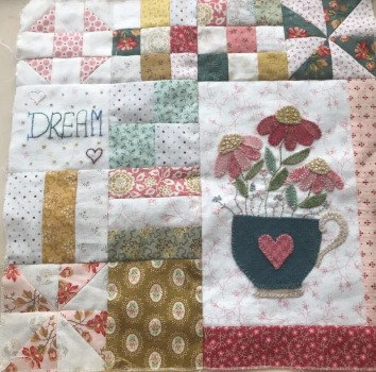 Quilt Pattern, Flowerpots and Forget-me-nots BOM, Embroidery, Wool ...