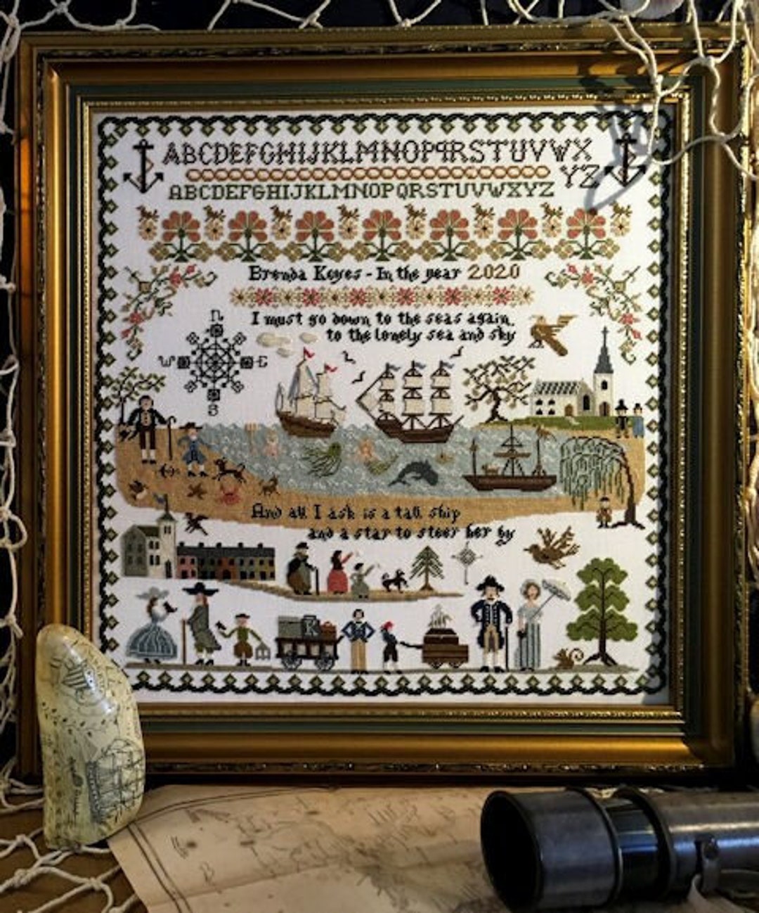 Counted Cross Stitch Pattern, Tall Ships Sampler, Historical Sampler ...