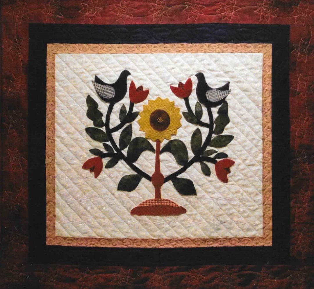 Wool Applique Pattern, Folk Art Friends, Wall Hanging, Sunflower ...