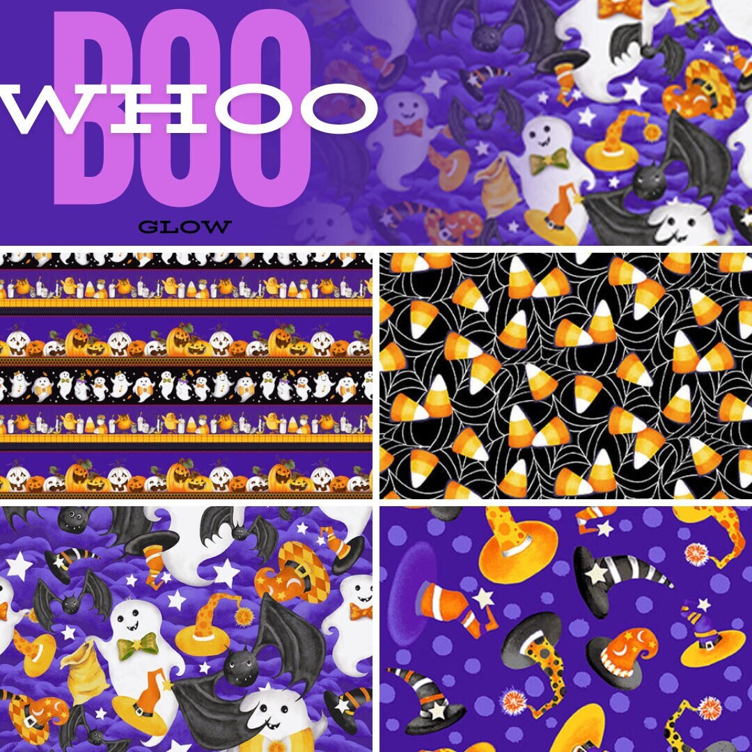 Quilt Fabric, Boo Whoo, Glow in the Dark Fabric, Halloween Fabric ...
