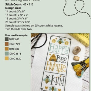 Counted Cross Stitch Pattern, Bee Happy, Beehive, Garden Decor, Bees ...