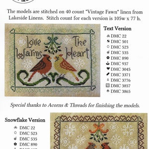 Counted Cross Stitch Pattern, Winter Valentine, Cardinals, Winter Decor ...