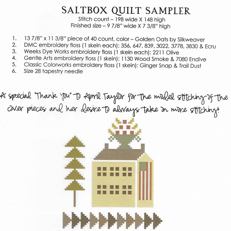 Counted Cross Stitch Pattern, Saltbox Quilt Sampler, Saltbox Houses ...