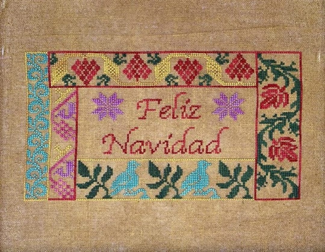 Counted Cross Stitch Pattern, Feliz Navidad, Christmas Decor, Spanish ...