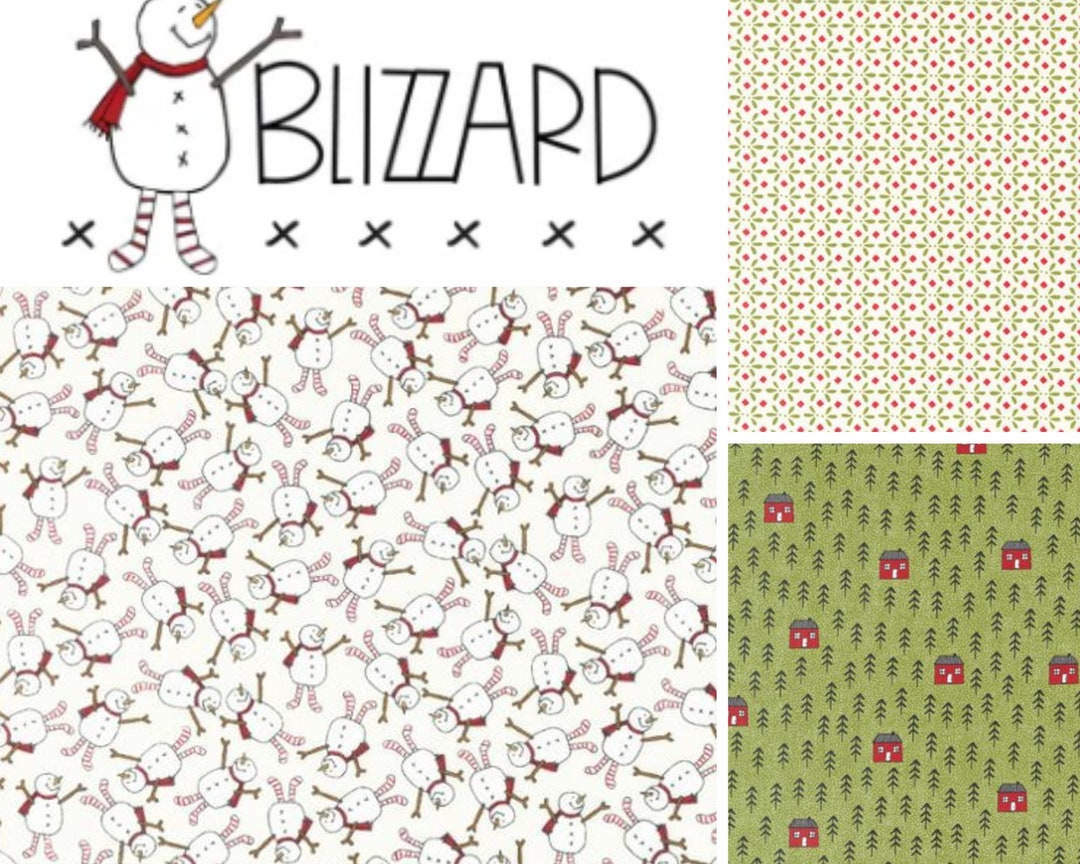 Quilt Fabric, Blizzard, Winter Fabric, Snowmen, Christmas Trees ...