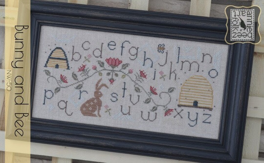 Counted Cross Stitch Pattern, Bunny and Bee, Sampler, Rabbit, Bee Skep ...
