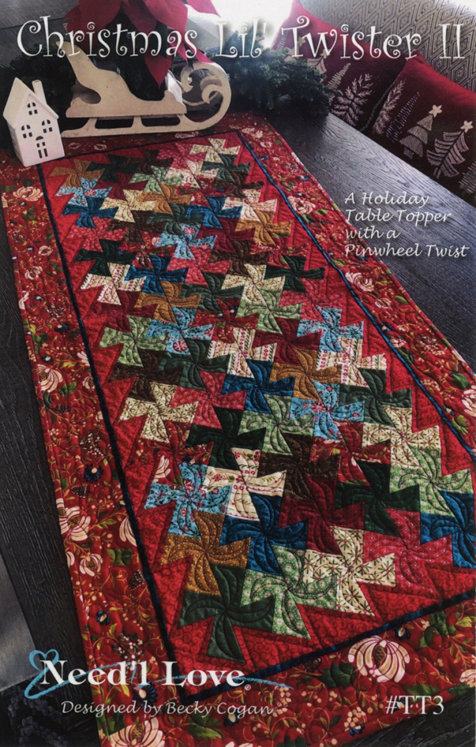 Quilt Pattern, Christmas Lil' Twister II, Rustic Decor, Pinwheel Quilt ...