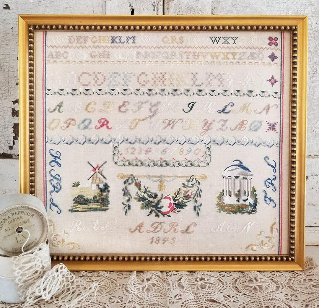 Counted Cross Stitch, Red R Sampler, Reproduction Sampler, Antiqued ...