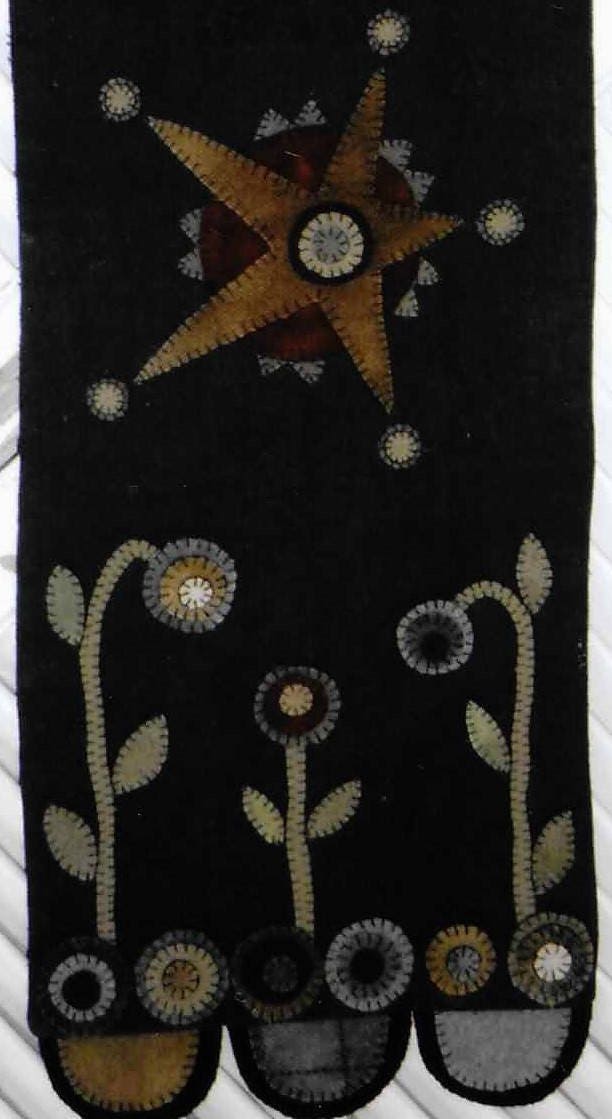 Wool Applique Pattern, Rustic Star, Table Runner, Primitive Decor, Wool ...