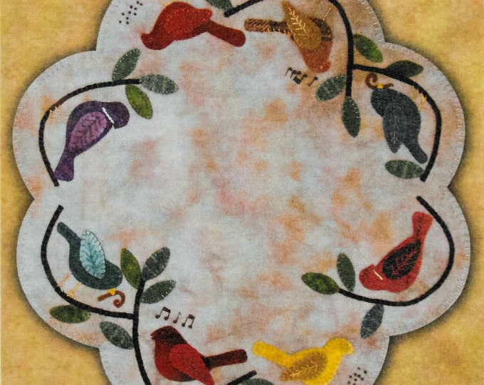 Wool Applique Pattern Songbirds Wool Applique Table Mat - Etsy