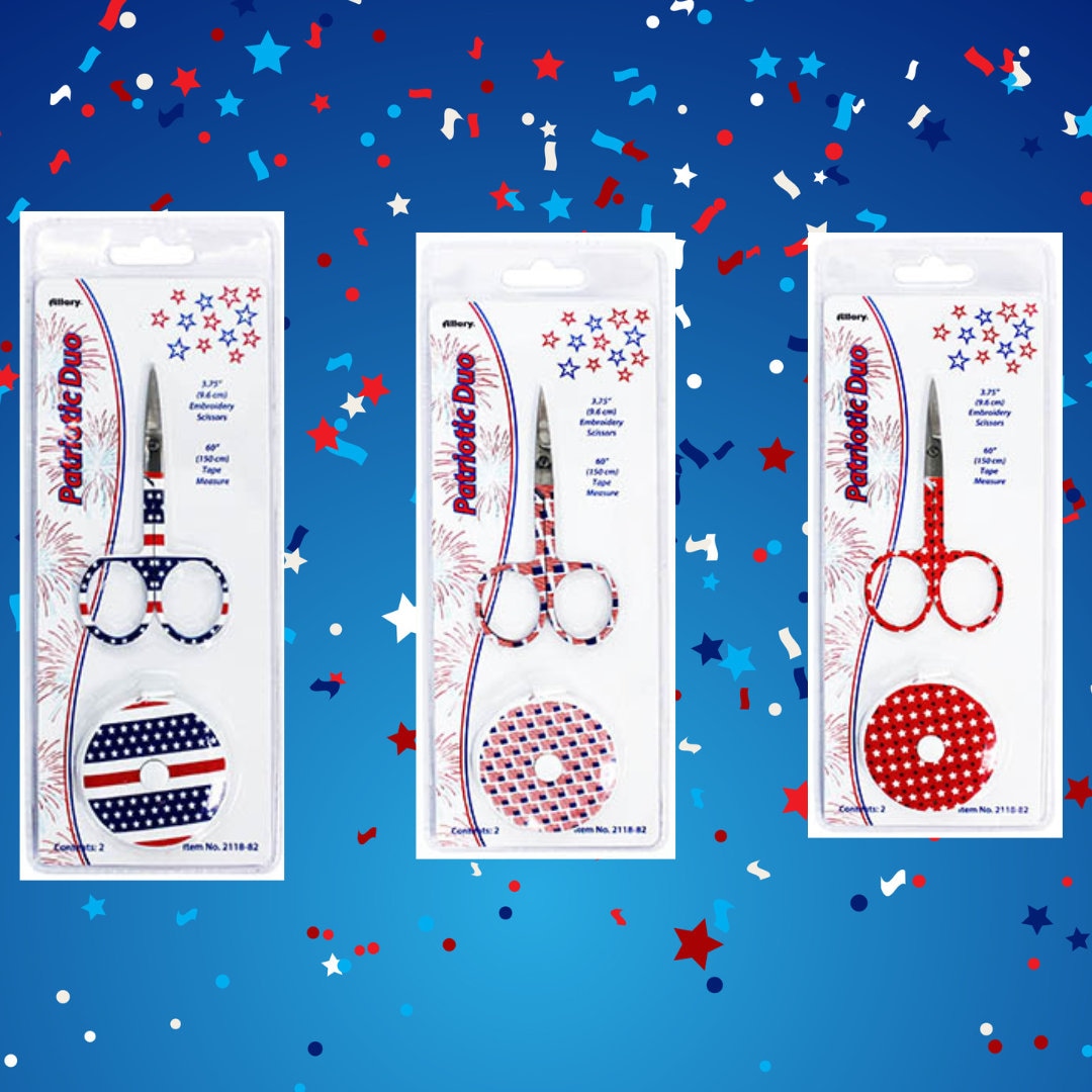 Embroidery Scissors, Patriotic Duo, Tape Measure, Stars, Stripes, Flags ...