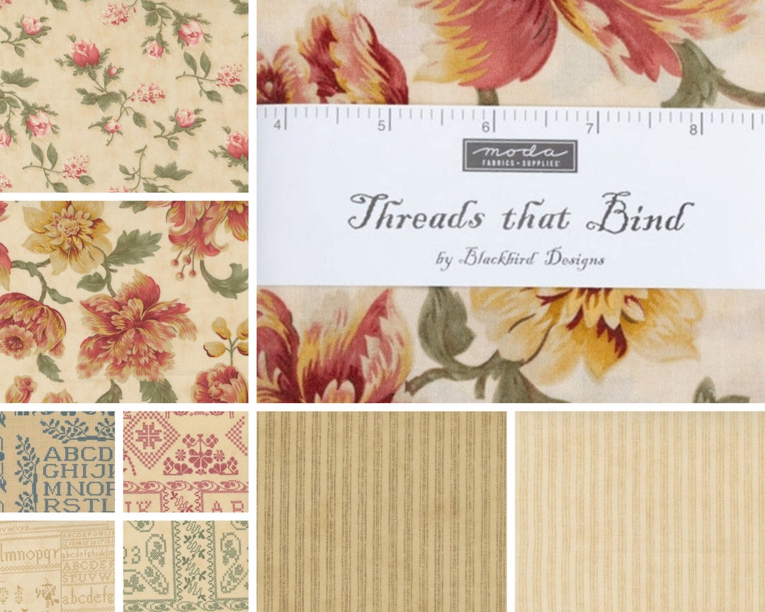 Quilt Fabric, Threads That Bind, Sampler Fabric, Cross Stitch Sampler ...