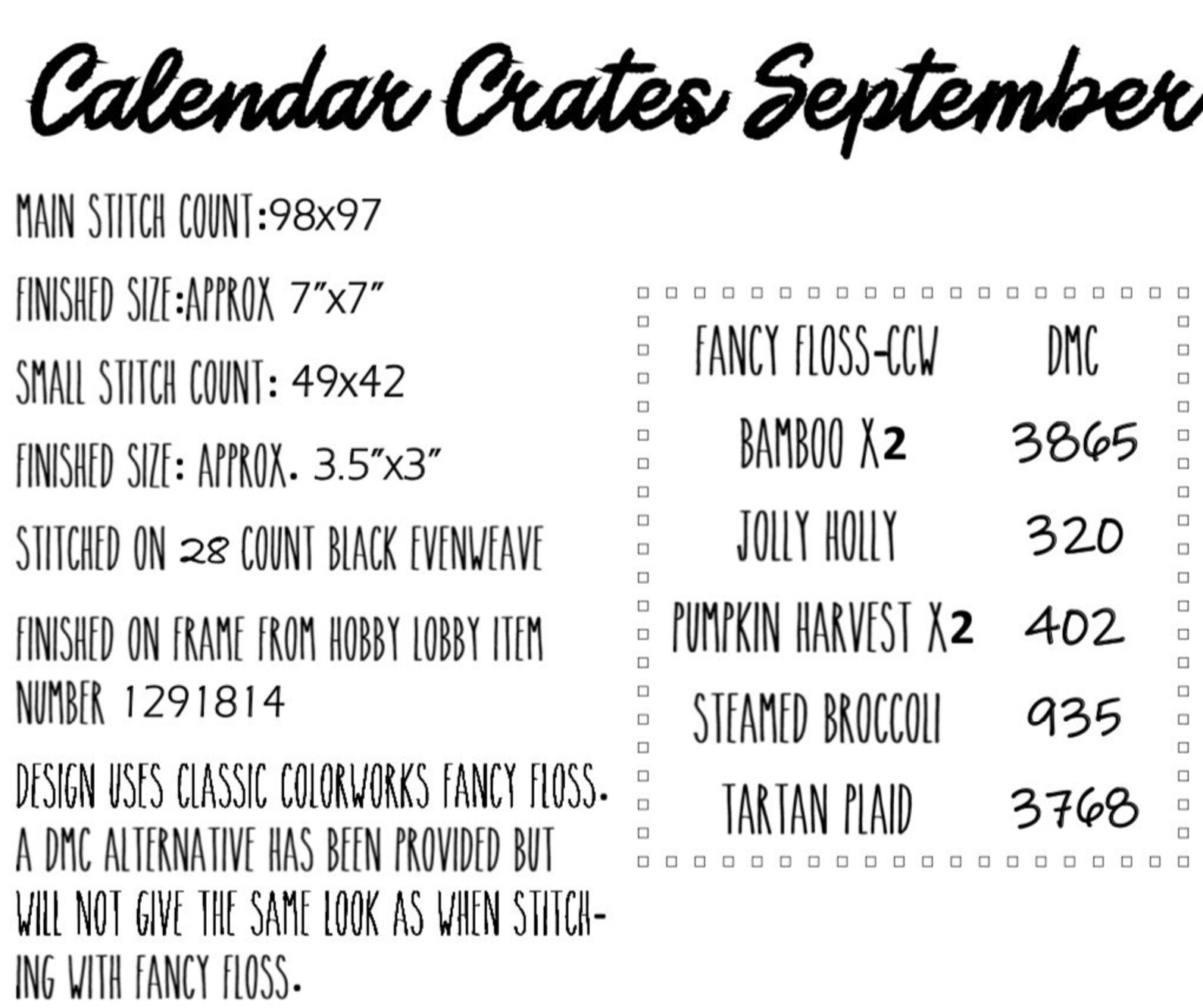 Counted Cross Stitch Pattern Calendar Crates September - Etsy