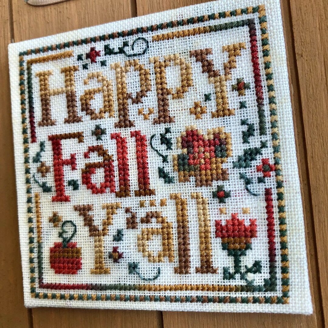 Counted Cross Stitch Pattern, Happy Fall Y'all, Autumn Decor, Pillow ...