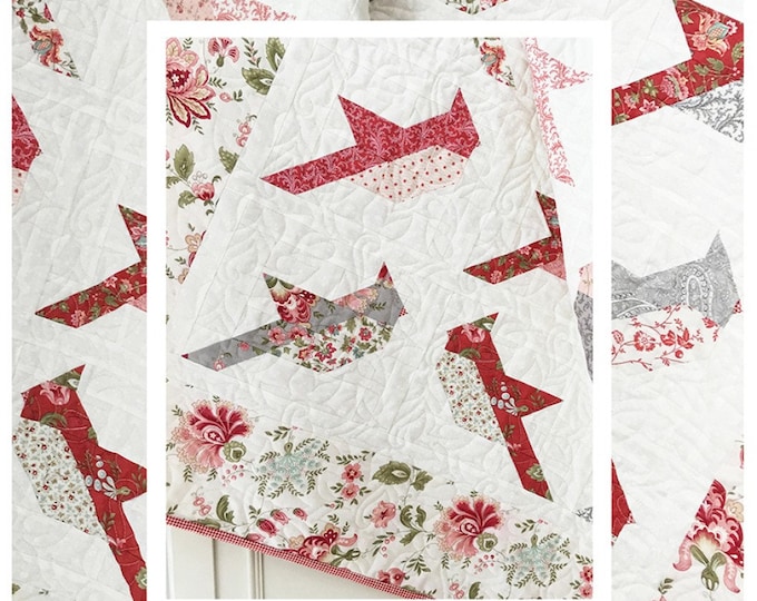 Quilt Pattern Cardinals Winter Decor Cottage Decor - Etsy