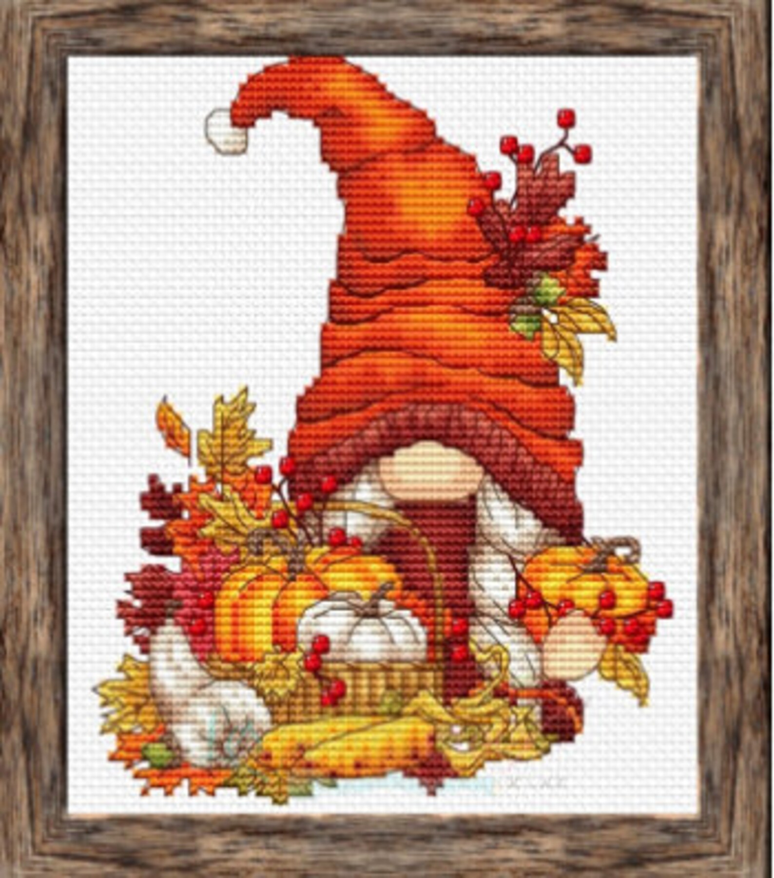 Counted Cross Stitch Pattern Autumn's Gnome Fall Decor - Etsy