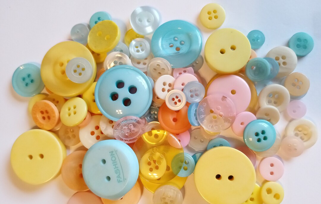 Pastel Buttons, Button Grab Bag, Sewing Buttons, 2 Hole Buttons, 4 Hole ...